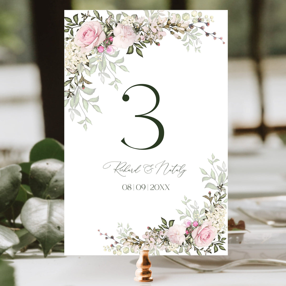 Printable Blush Pink Table Numbers | 2 Sizes | DIY Table Stationery ...