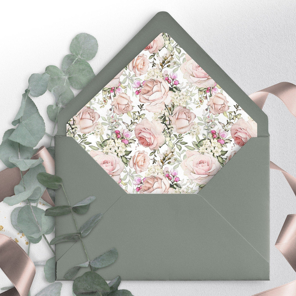 Tea Rose Envelope Liner | Inserts with Floral Design | DIY Bride Inspo ...