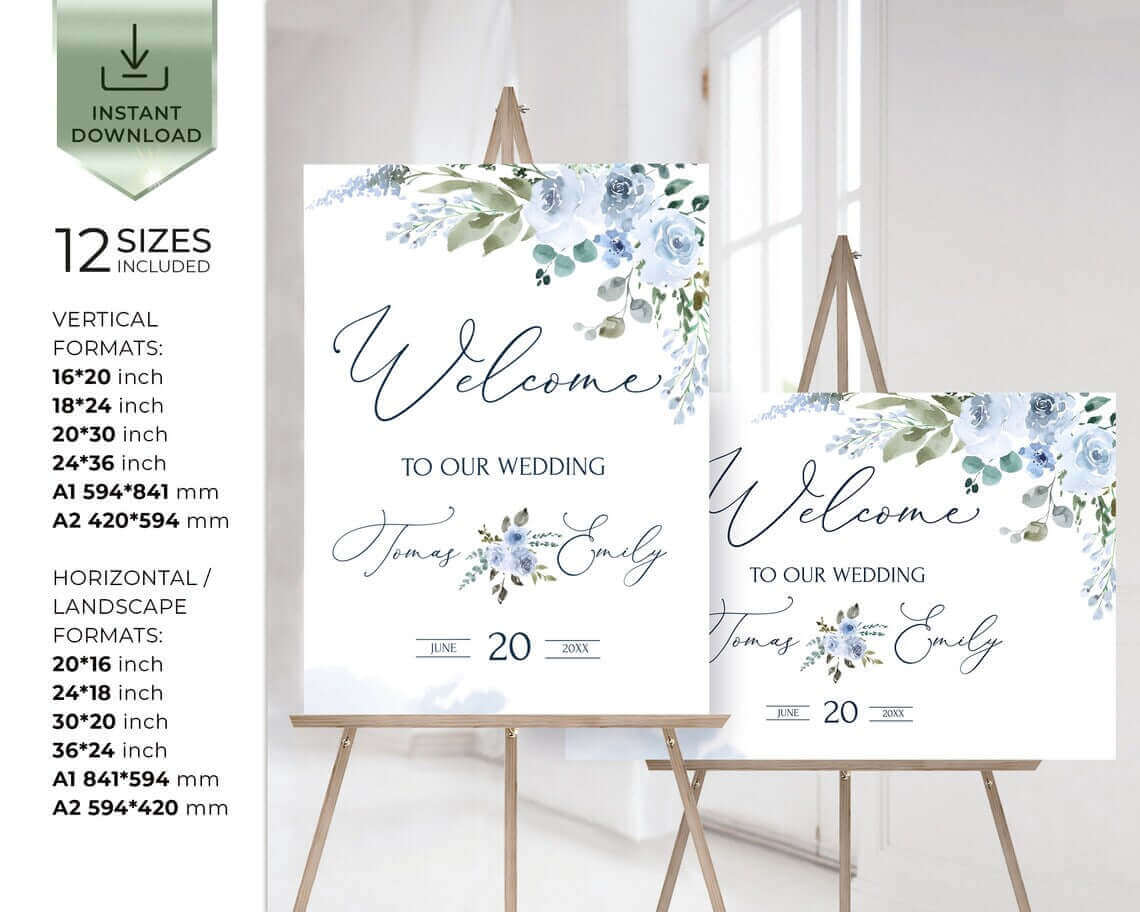 Dusty Blue Welcome Sign, 12 sizes included, DIY Signage – LovePaperEvent