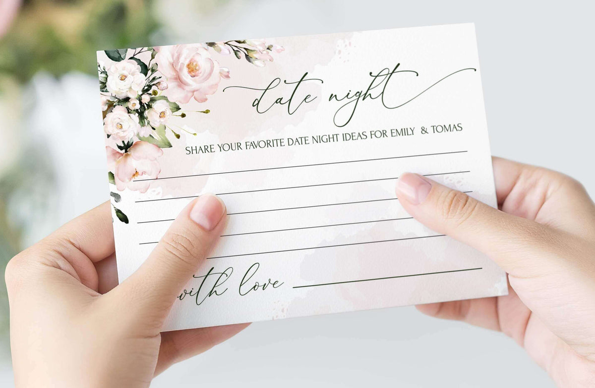 Date Night Idea Card | DIY Wedding | Blush Pink | Editable Printables ...